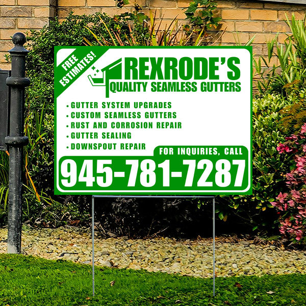 Roofers Signs - Gutter System Upgrades, Custom Seamless Gutters, Rust