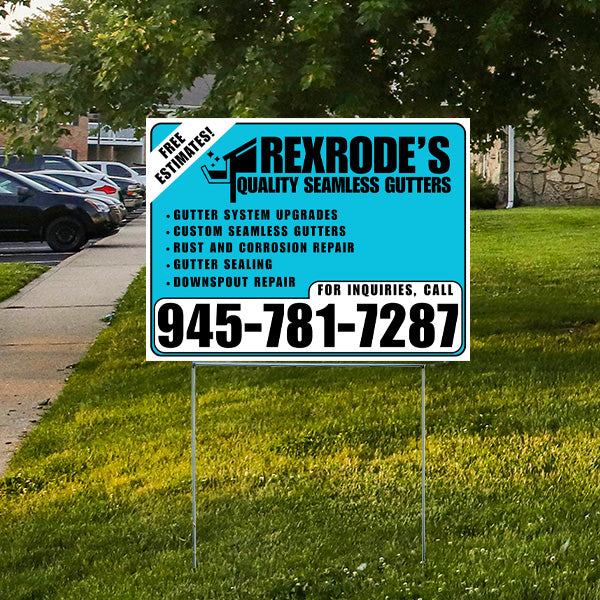 Roofers Signs - Gutter System Upgrades, Custom Seamless Gutters, Rust